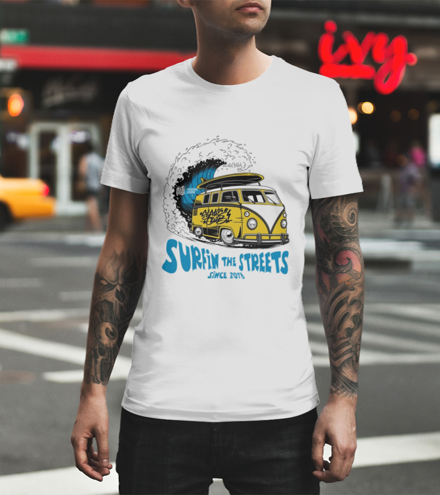 Static Club Volkswagen Bus Surfing Adventure Surfin The Streets Since 2018 T-Shirt