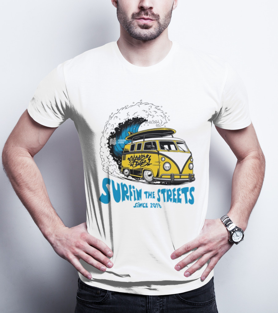Static Club Volkswagen Bus Surfing Adventure Surfin The Streets Since 2018 T-Shirt
