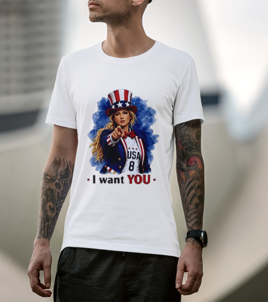 Uncle Sam Blonde Woman I Want You USA 8 Patriotic T-Shirt
