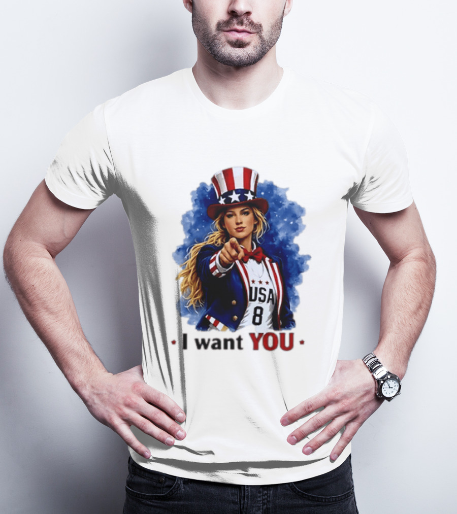Uncle Sam Blonde Woman I Want You USA 8 Patriotic T-Shirt