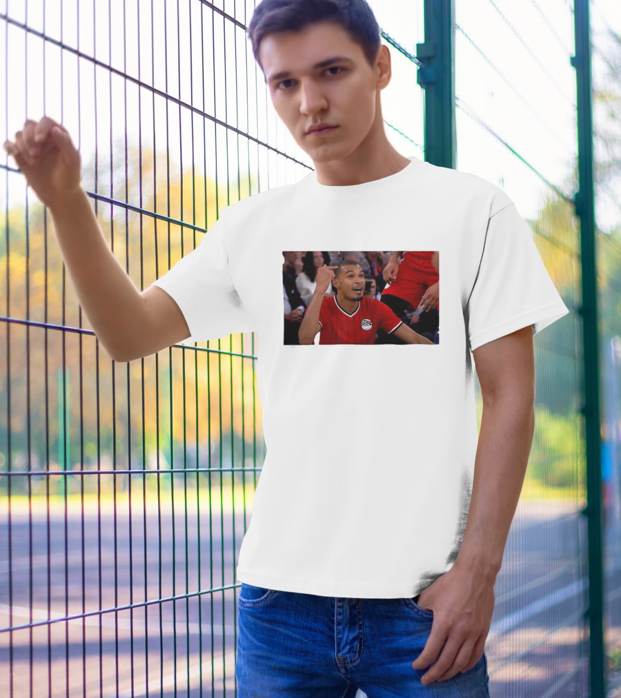 Victor Wembanyama Pointing Wearing Egypt National Football Team Kit T-Shirt