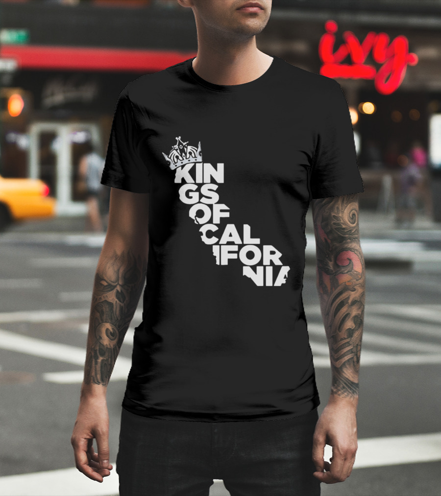 Kings Of California Crown Text Map T-Shirt