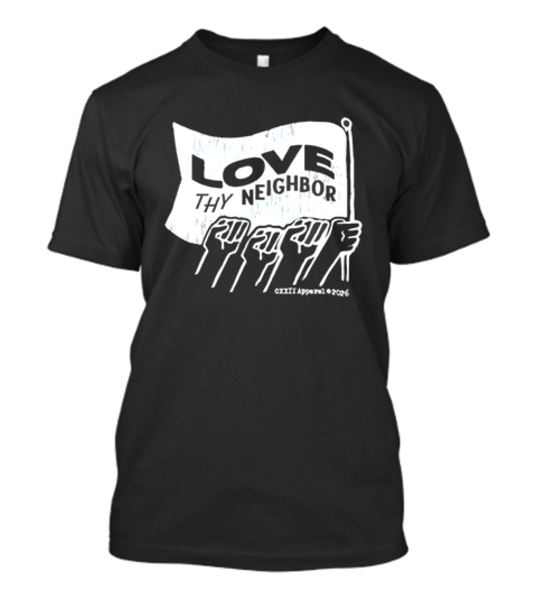 Love Thy Neighbor Carry The Banner Together Unity Flag Hands T-Shirt