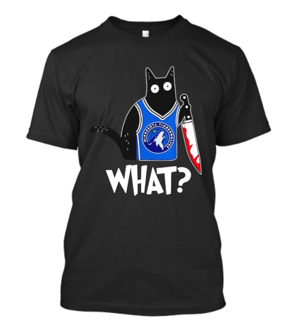 Minnesota Timberwolves Cat With Knife WHAT Halloween T-Shirt