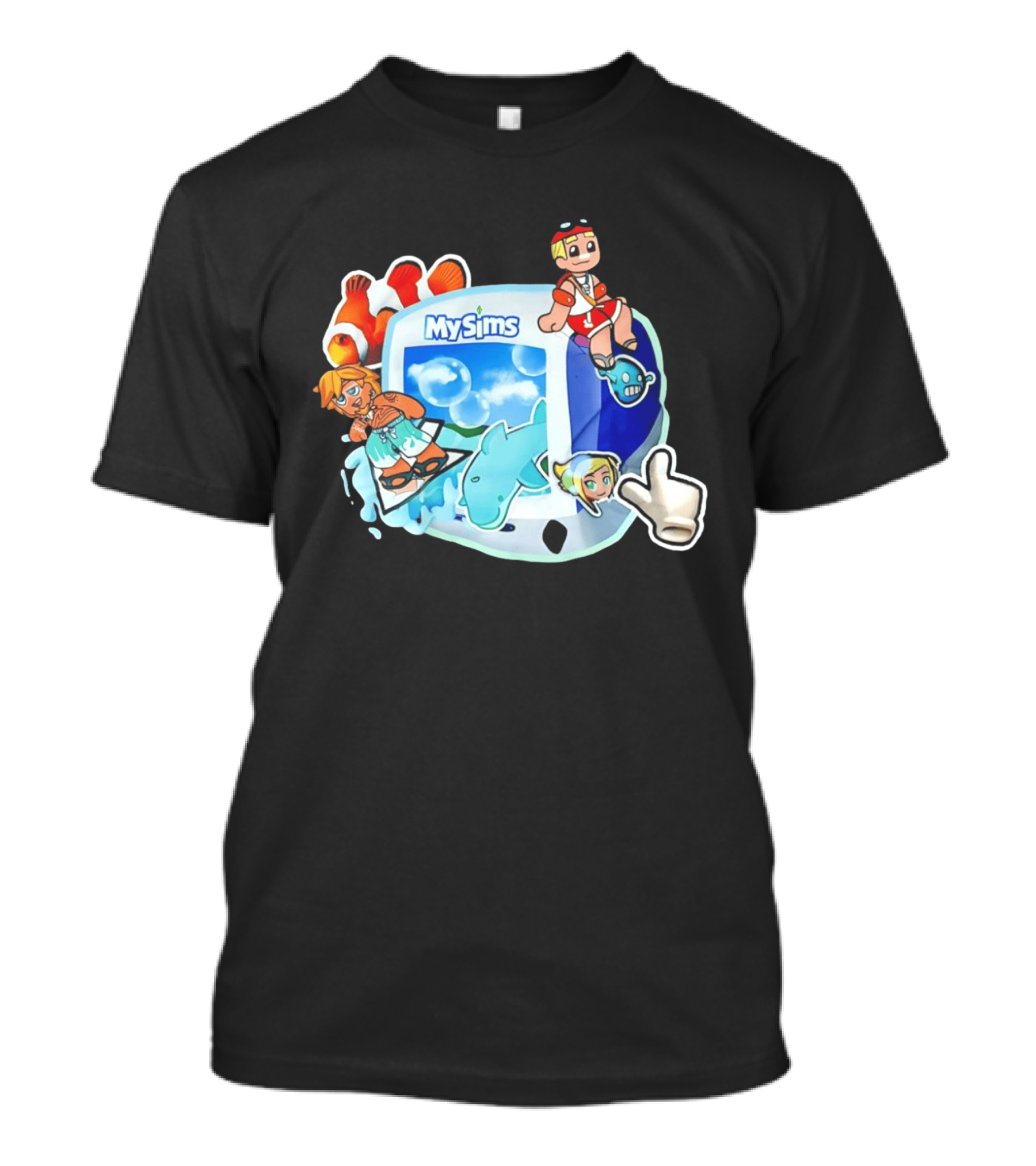 MySims Beach Adventure Clownfish Dolphin و Surfing Fun T-Shirt
