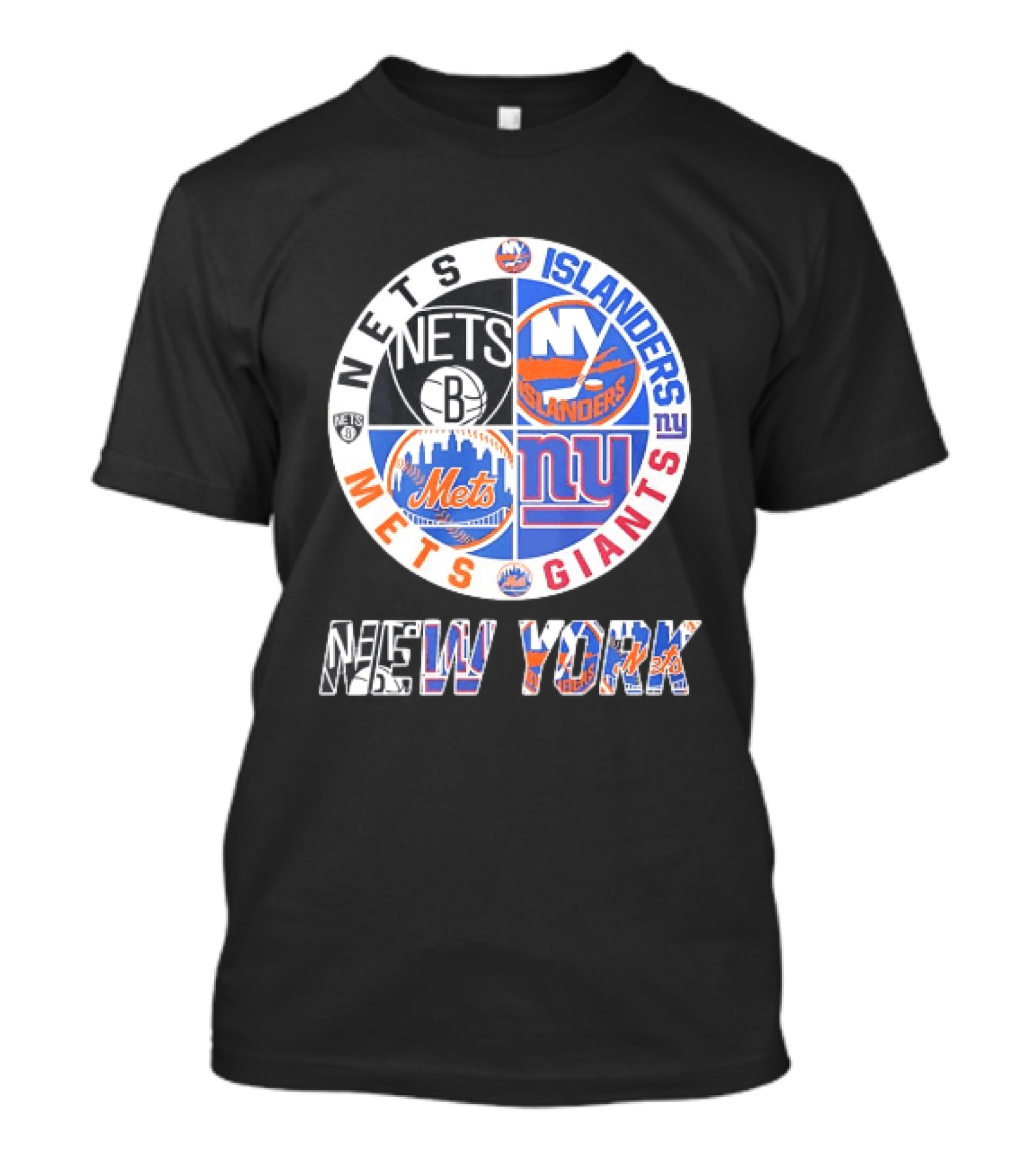 New York Mets Giants Islanders Nets Teams Logo Circle T-Shirt