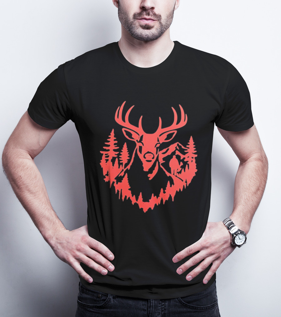 Mountain Forest Deer Outdoor Wilderness Hunter T-Shirt