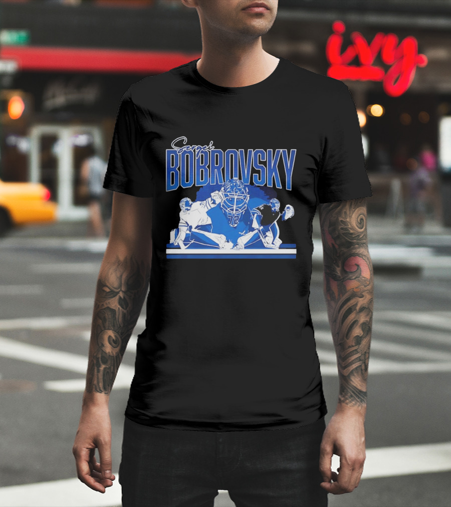 Sergei Bobrovsky Florida Panthers NHL Blue White Number 72 T-Shirt