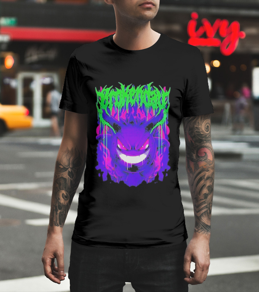 Brokenday Gengar Shadow Ball Bootleg Purple Neon T-Shirt