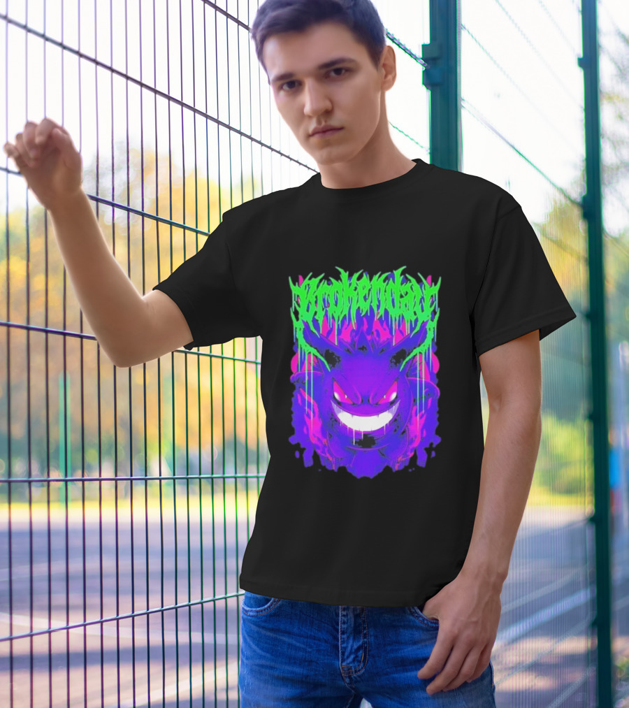 Brokenday Gengar Shadow Ball Bootleg Purple Neon T-Shirt