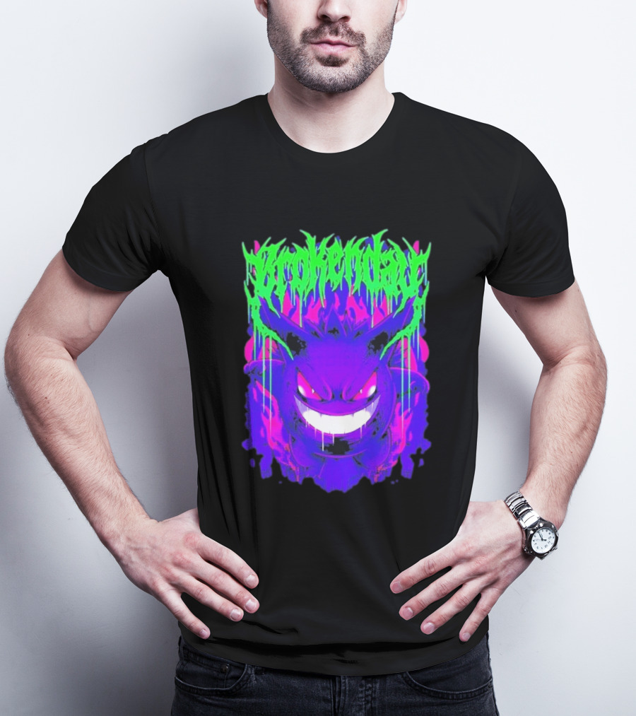 Brokenday Gengar Shadow Ball Bootleg Purple Neon T-Shirt