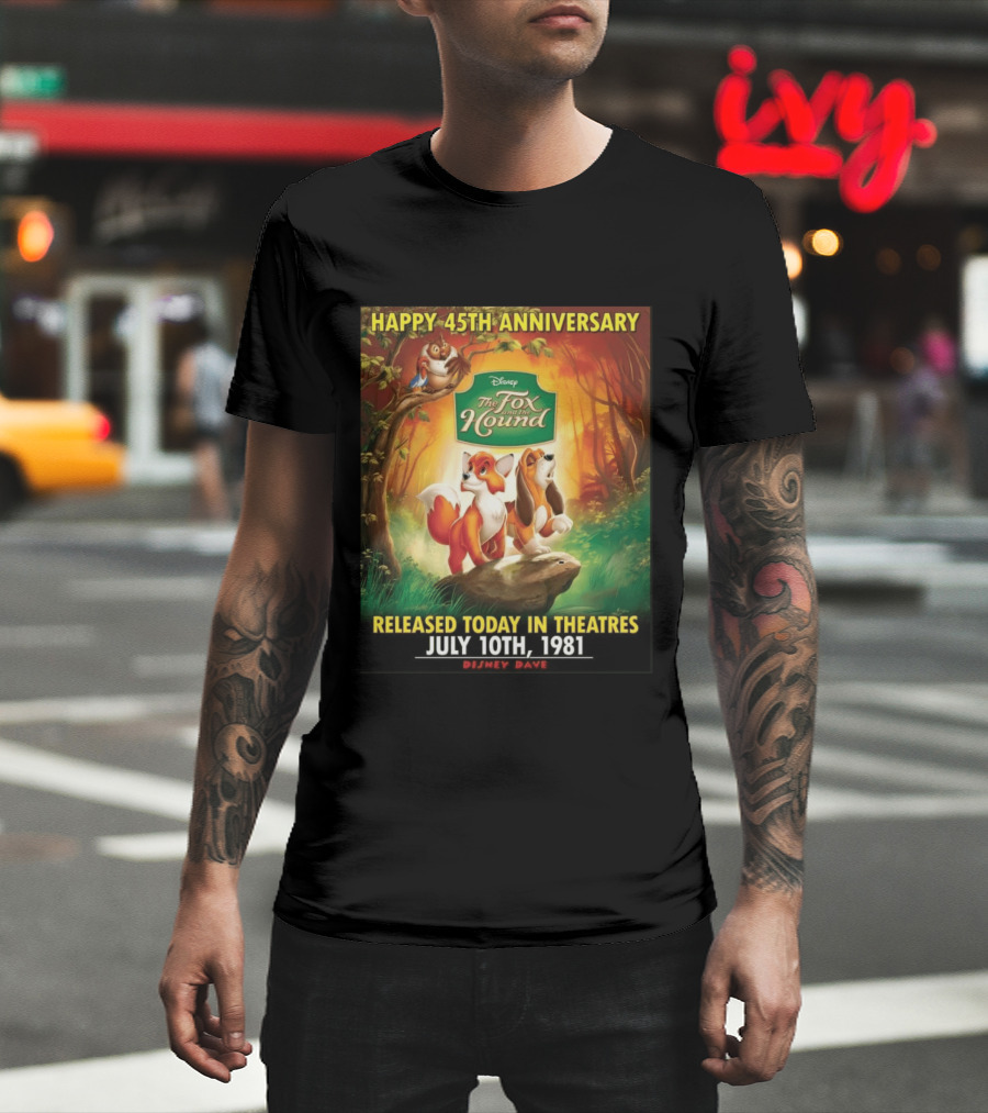 Happy 45th Anniversary Disney The Fox And The Hound July 10th 1981 T-Shirt