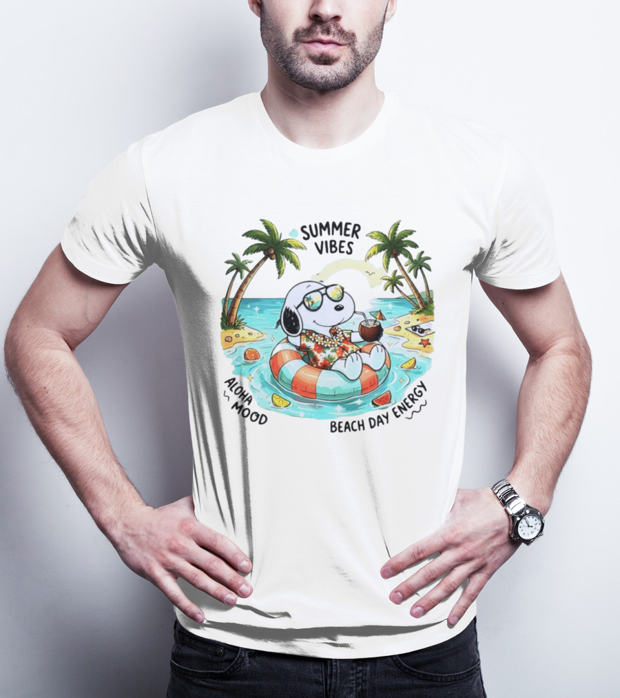 Summer Vibes Aloha Mood Beach Day Energy Snoopy Relaxing T-Shirt