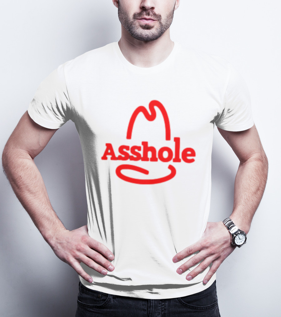 Asshole Cowboy Hat Red Outline Minimalist T-Shirt