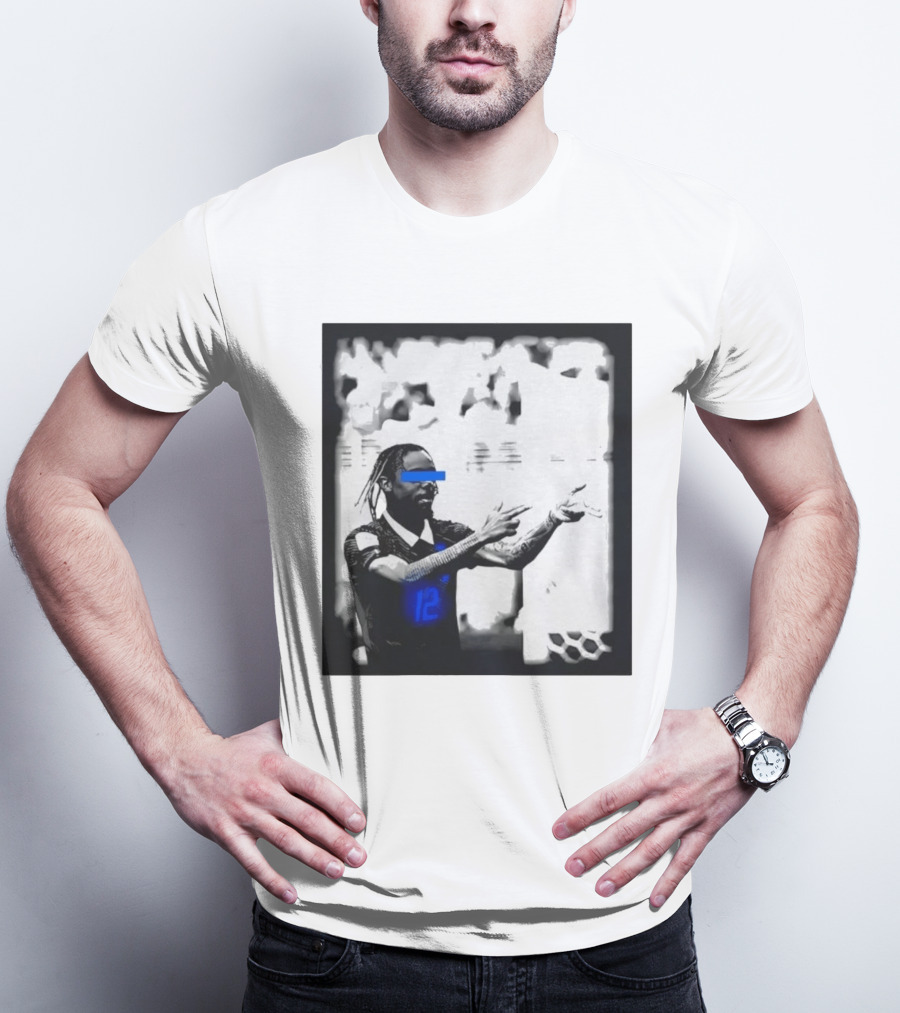 Bradley Barcola France Parasite Number 12 Footballer Blue Accents T-Shirt