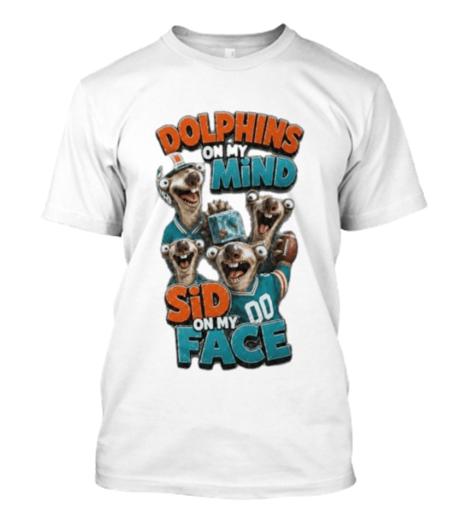 Dolphins On My Mind Sid On My Face Miami 00 Football T-Shirt