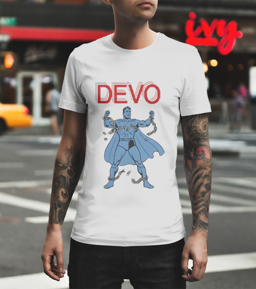Devo Superhero Comic Style Action Figure T-Shirt