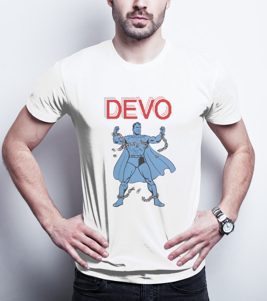 Devo Superhero Comic Style Action Figure T-Shirt