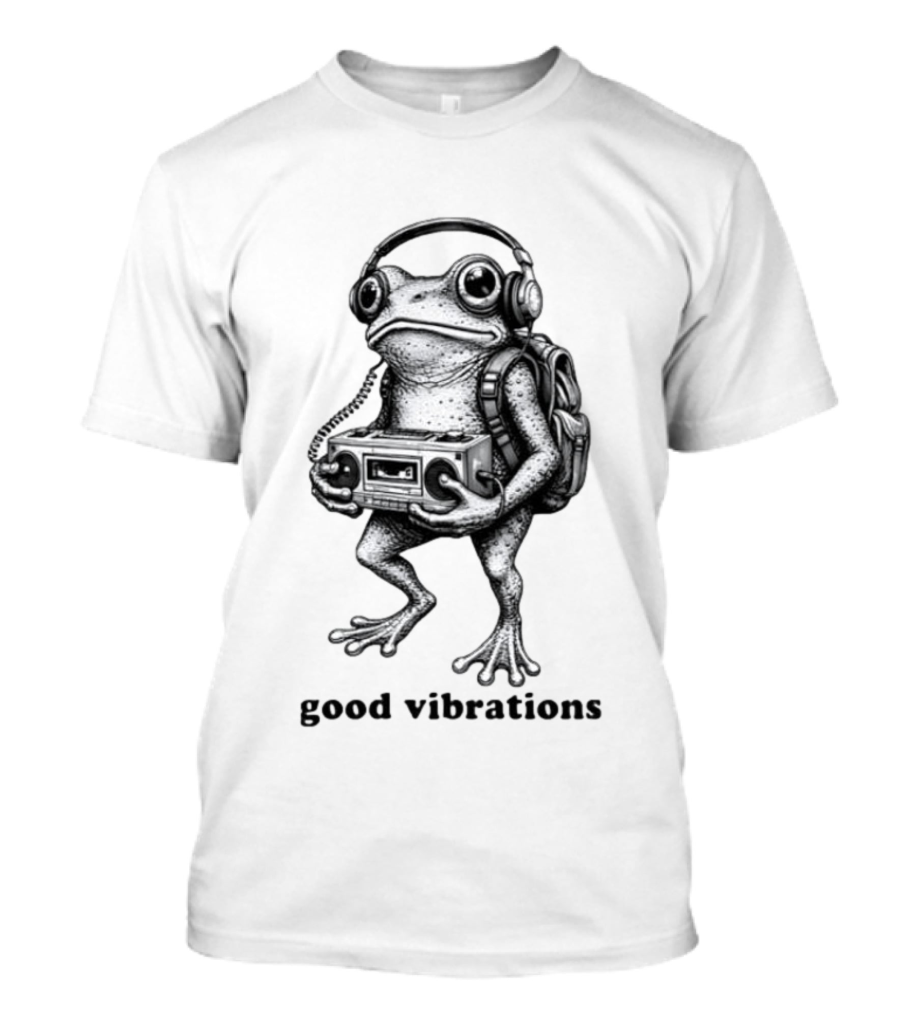 Frog With Headphones Boombox Backpack Good Vibrations T-Shirt
