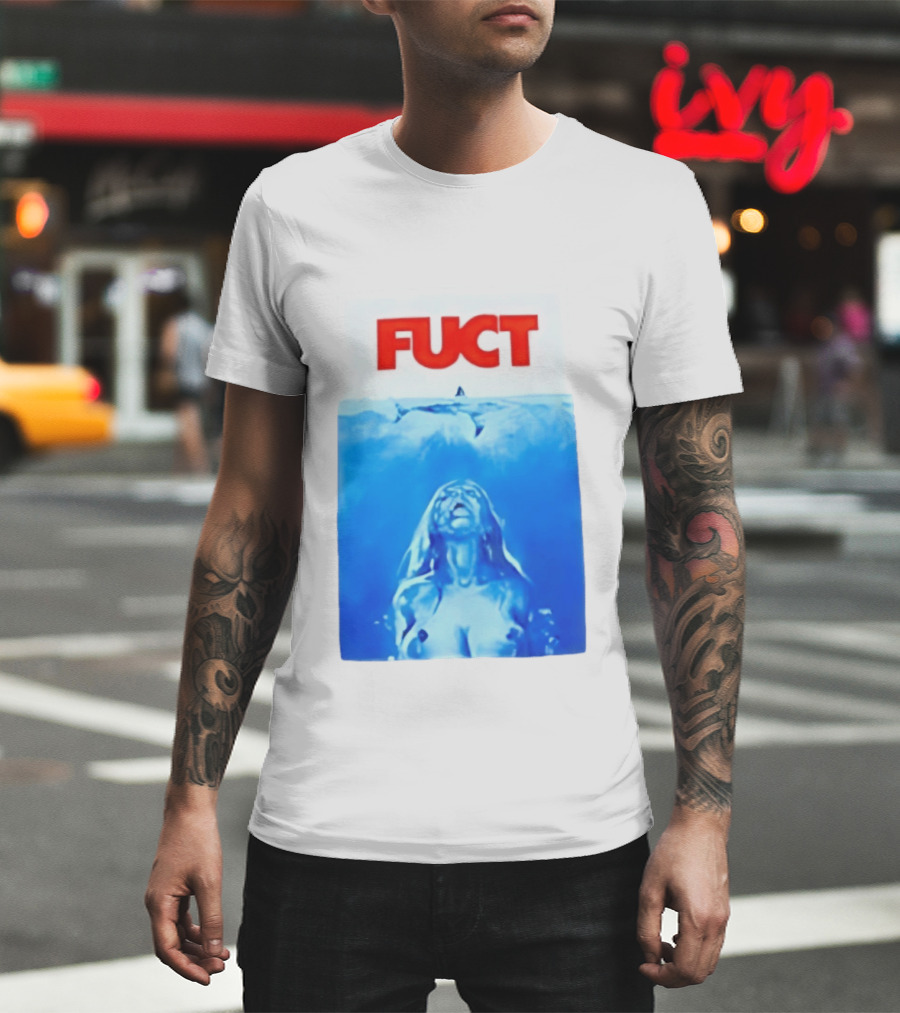 FUCT Jaws Ocean Shark Woman Swimming T-Shirt