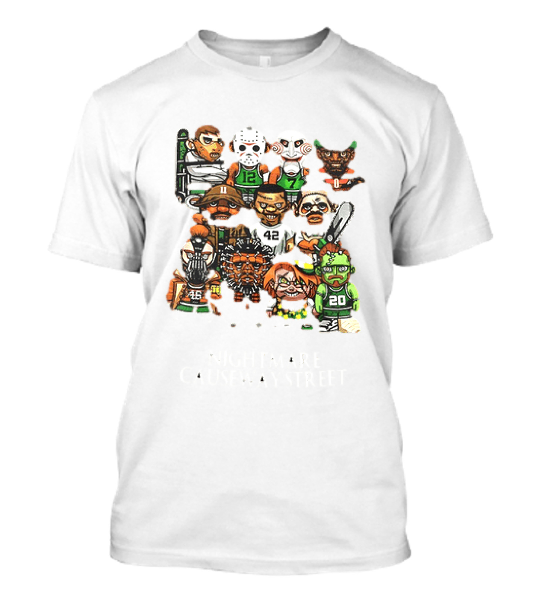 Nightmare Causeway Street Boston Celtics Horror Icons Mashup T-Shirt