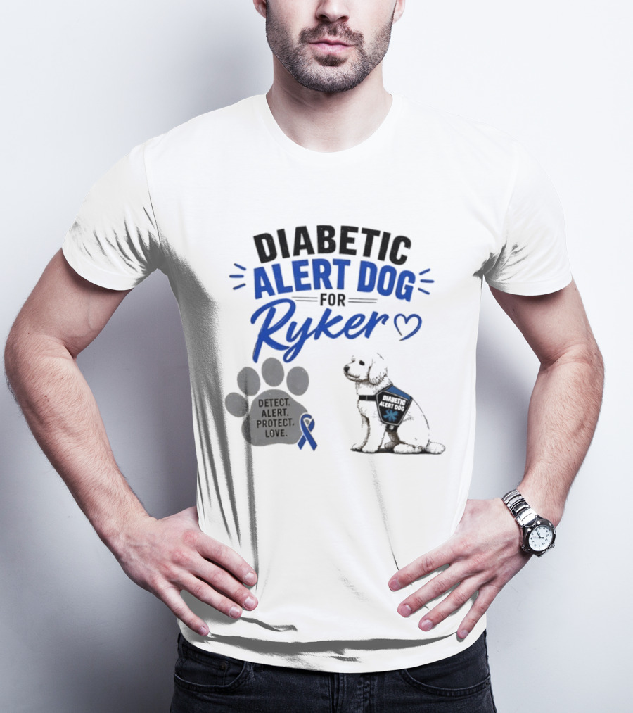Diabetic Alert Dog Detect Protect Love Ribbon Ryker T-Shirt