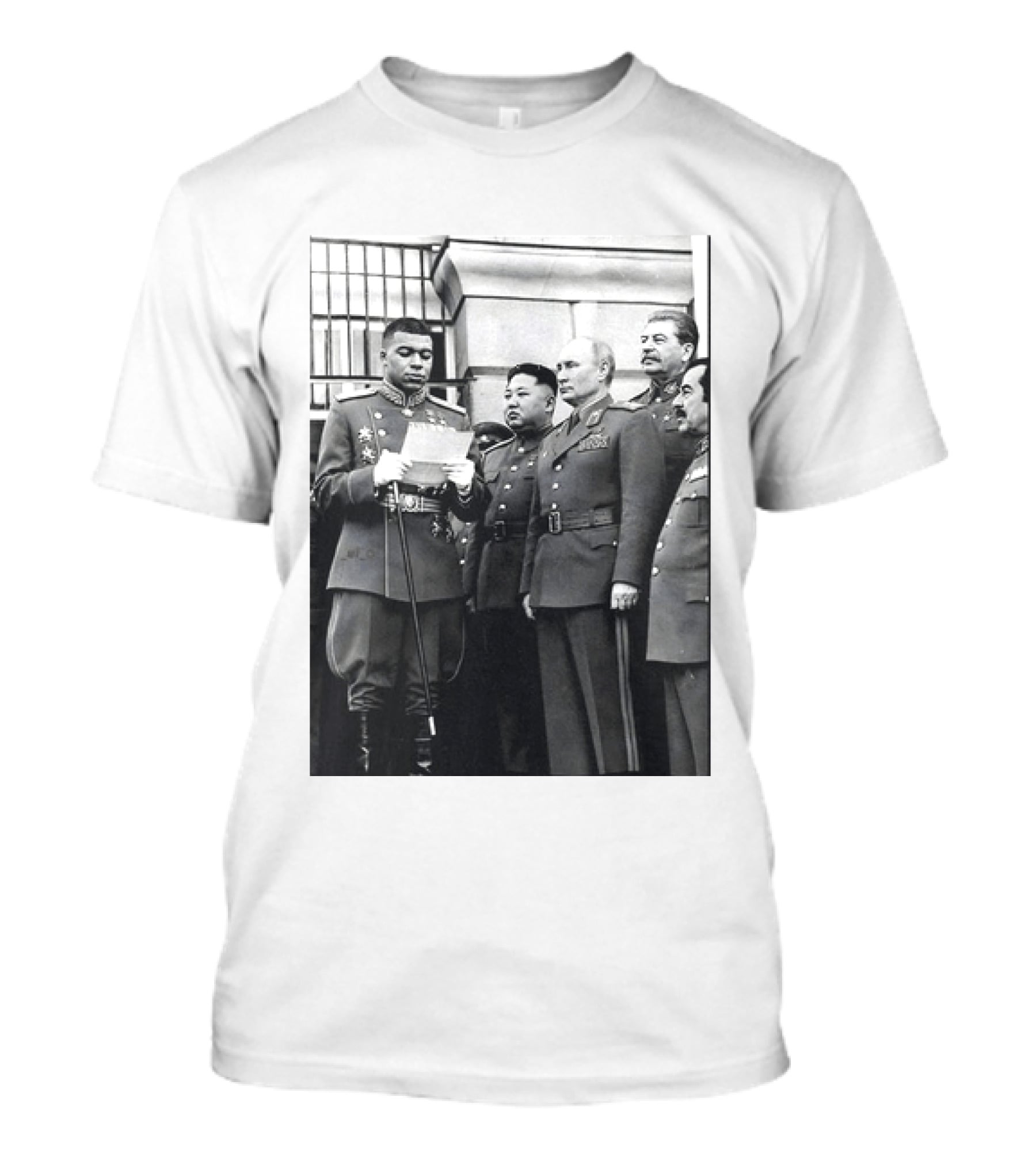 Kylian Mbappé In Historical Dictator Military Uniform Speech Photo T-Shirt