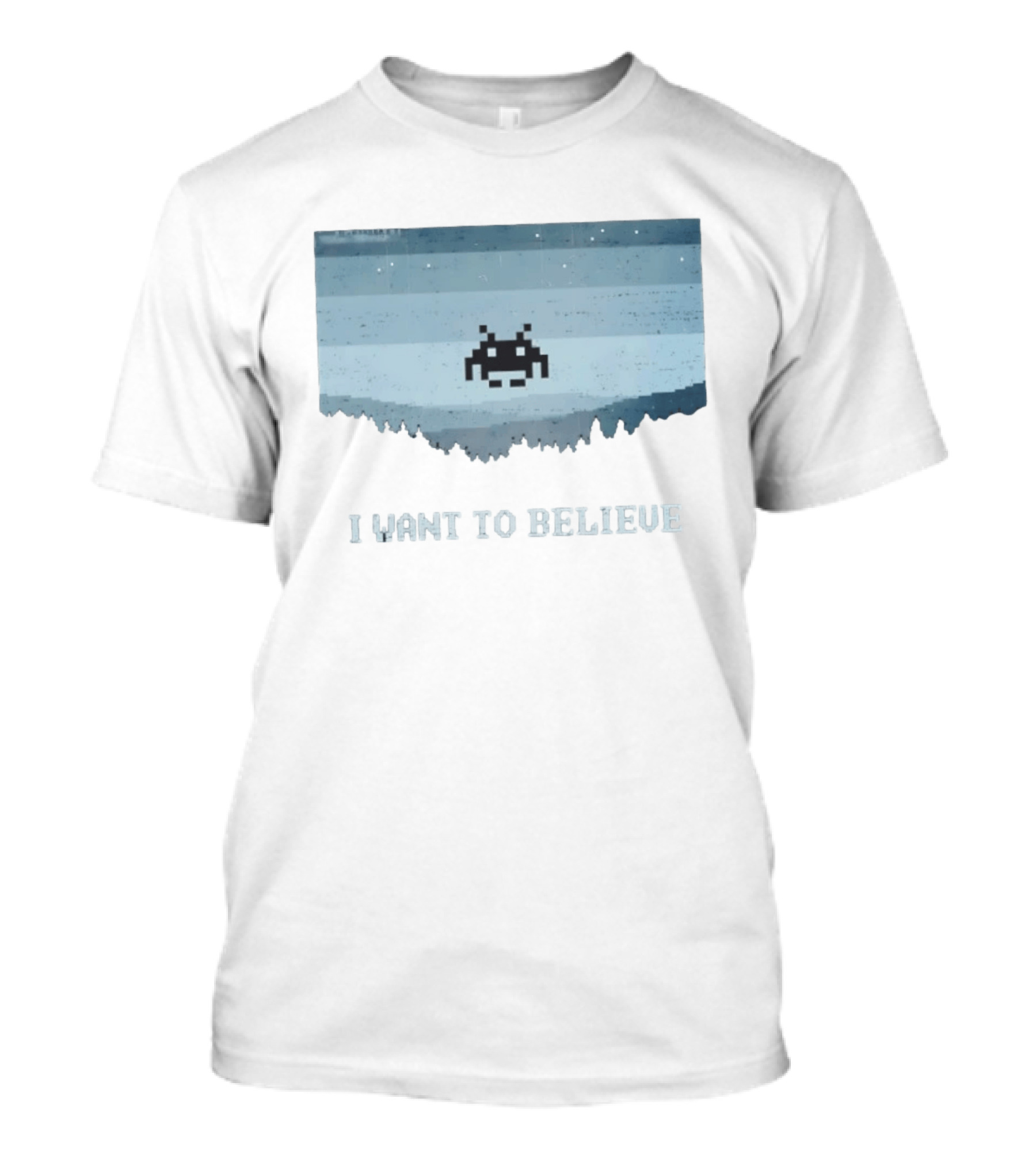Space Invaders The X Files I Want To Believe Retro Mashup T-Shirt