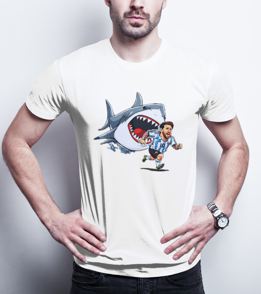 Lionel Messi Argentina Great White Shark Chase Soccer Star T-Shirt