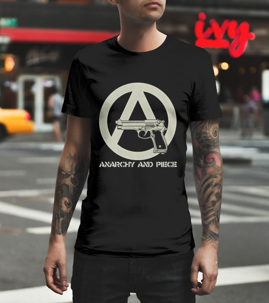Anarchy And Piece Peace Sign With Gun T-Shirt