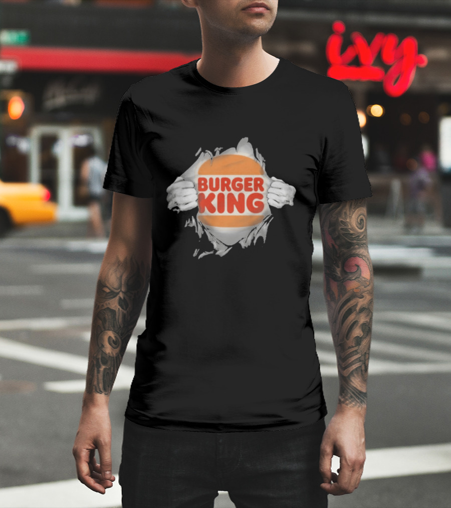 Burger King Ripped Chest Superhero Torn Employee T-Shirt