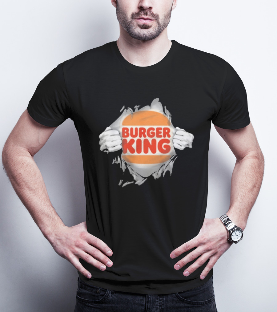 Burger King Ripped Chest Superhero Torn Employee T-Shirt