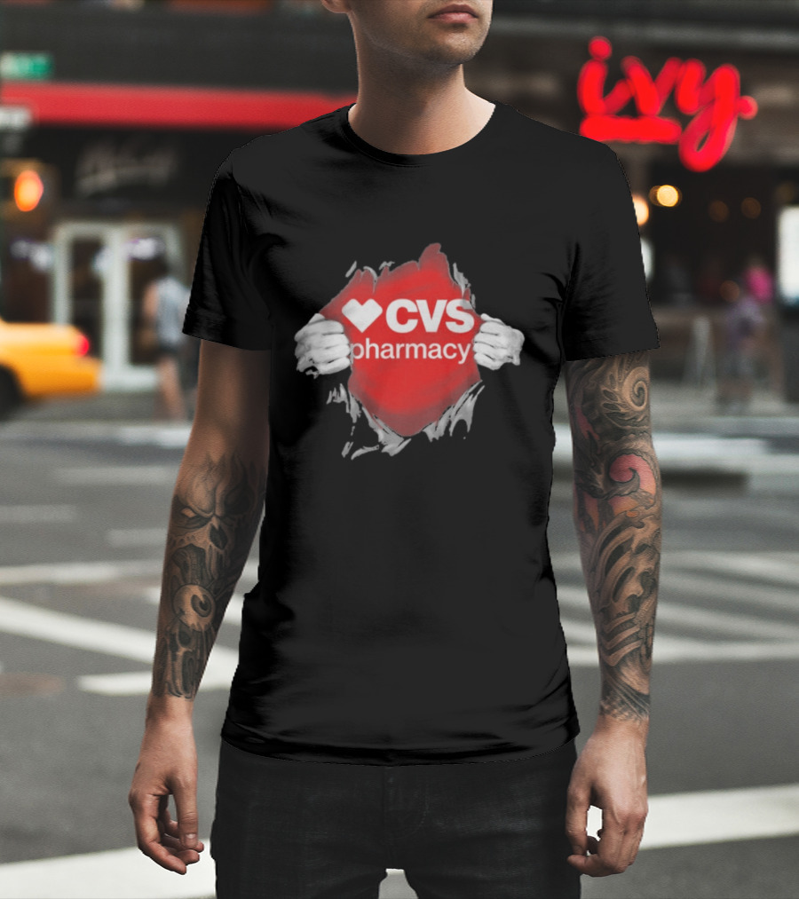 CVS Pharmacy Superhero Ripped Chest Employee Appreciation T-Shirt