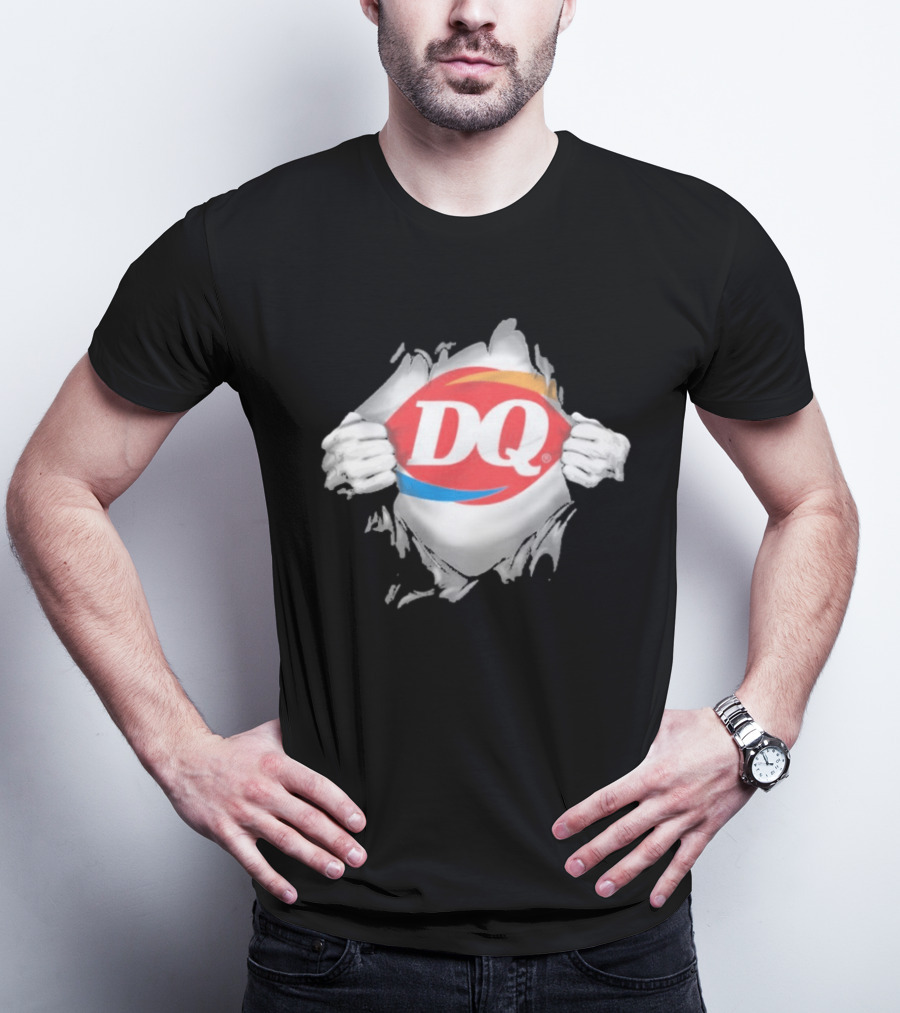Dairy Queen DQ Superhero Ripped Chest Torn Employee T-Shirt