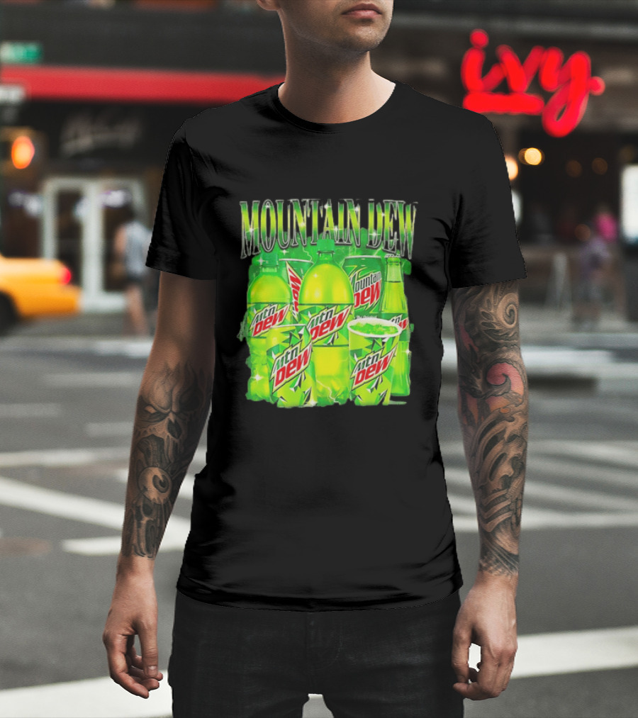 Mountain Dew Green Beverage Collection Bottles And Cans T-Shirt