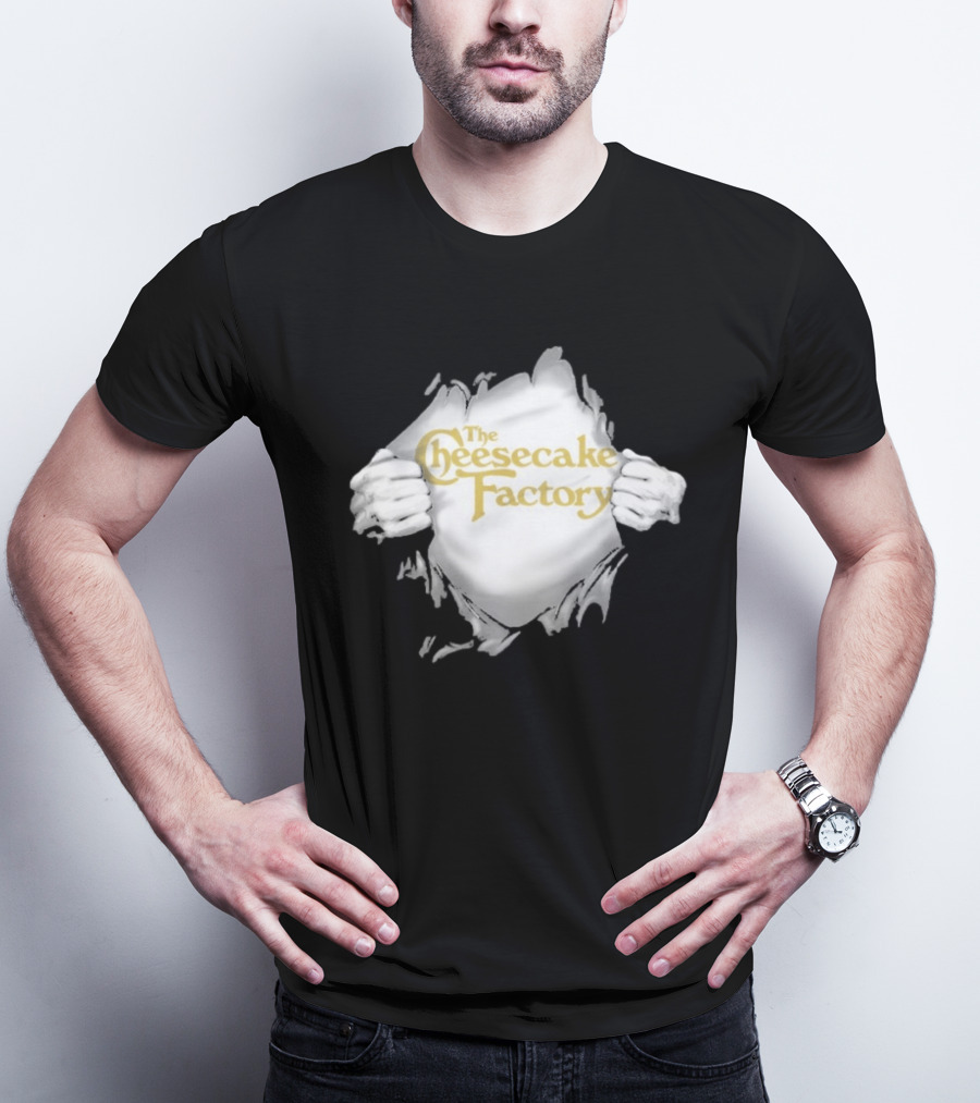 The Cheesecake Factory Ripped Chest Superhero Torn Employee T-Shirt
