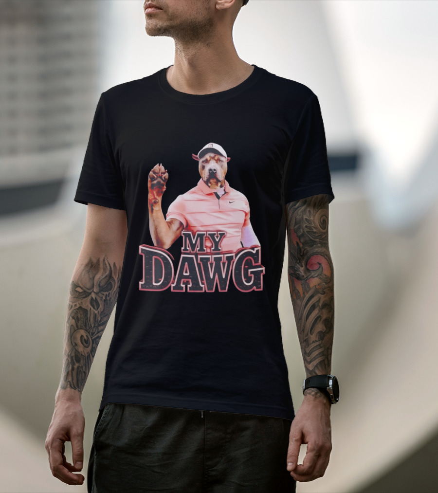 Tiger Woods Golfing Pitbull My Dawg T-Shirt