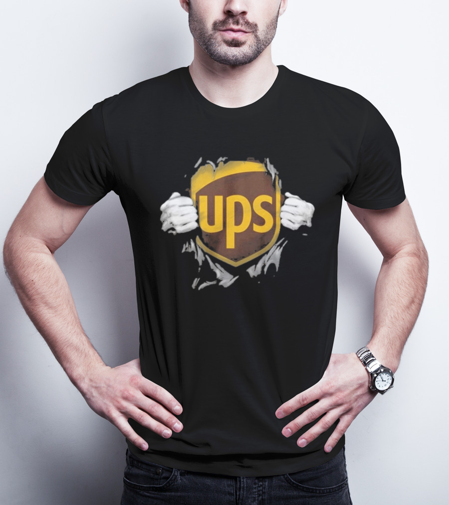 UPS Ripped Chest Superhero Torn Employee T-Shirt