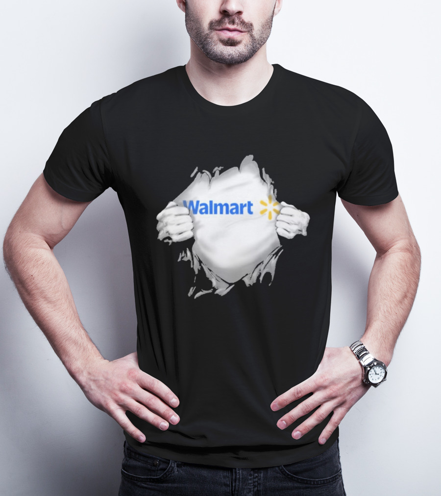 Walmart Ripped Chest Superhero Torn Employee T-Shirt