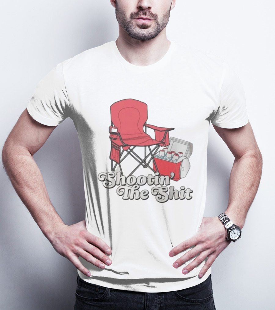 Shootin' The Shit Red Chair And Cooler BBQ Vibes T-Shirt