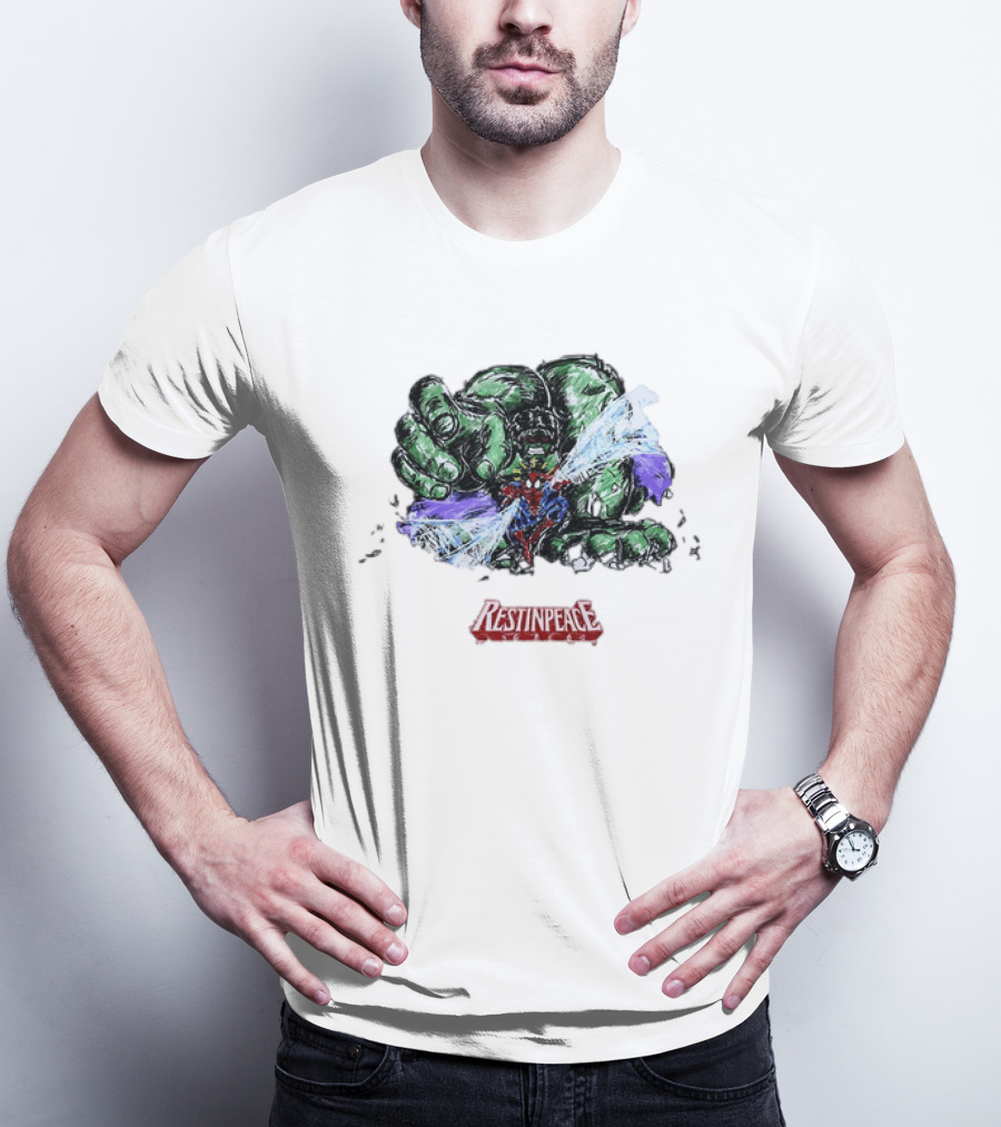 Marvel Comics Spider Man And Hulk Restinpeace Action Scene T-Shirt