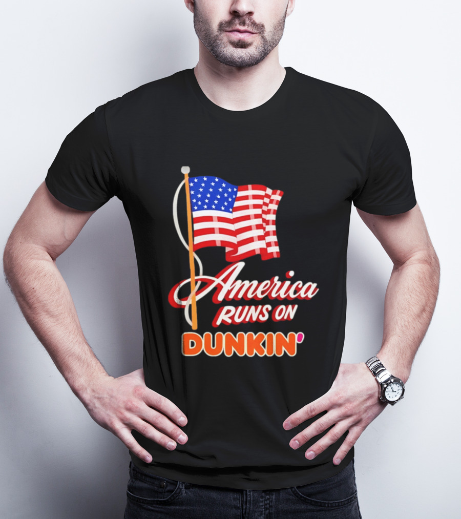 Patriotic America Runs On Dunkin' American Flag Pride T-Shirt
