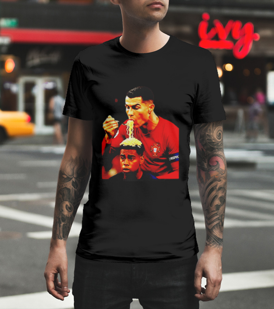 Cristiano Ronaldo Eating Noodles Meme Portugal Football UEFA T-Shirt