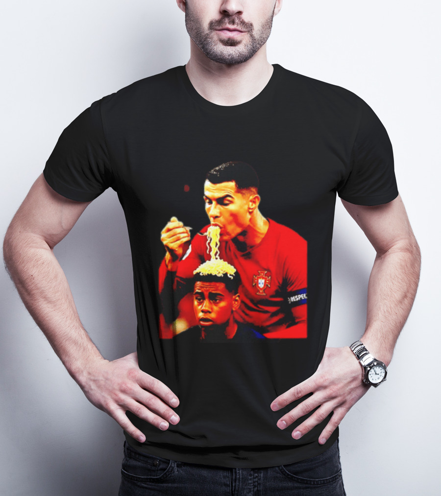 Cristiano Ronaldo Eating Noodles Meme Portugal Football UEFA T-Shirt
