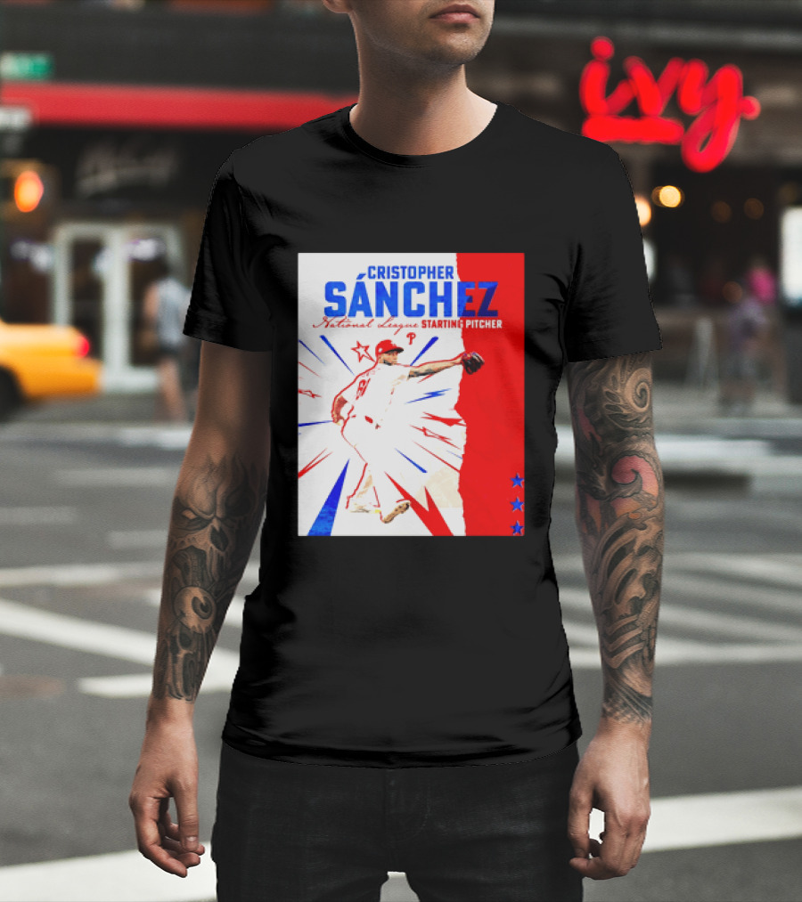 Cristopher Sánchez Philadelphia Phillies National League Starting Pitcher Red White Blue Stars T-Shirt