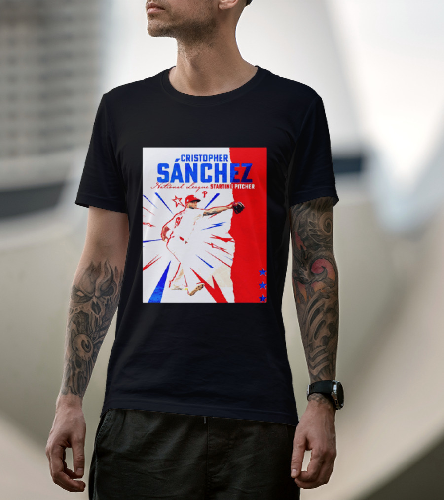 Cristopher Sánchez Philadelphia Phillies National League Starting Pitcher Red White Blue Stars T-Shirt