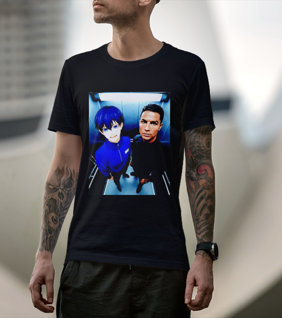 Ema Isagi Cristiano Ronaldo Collaboration Blue Lock Anime Football Star T-Shirt