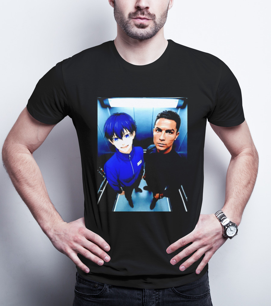 Ema Isagi Cristiano Ronaldo Collaboration Blue Lock Anime Football Star T-Shirt