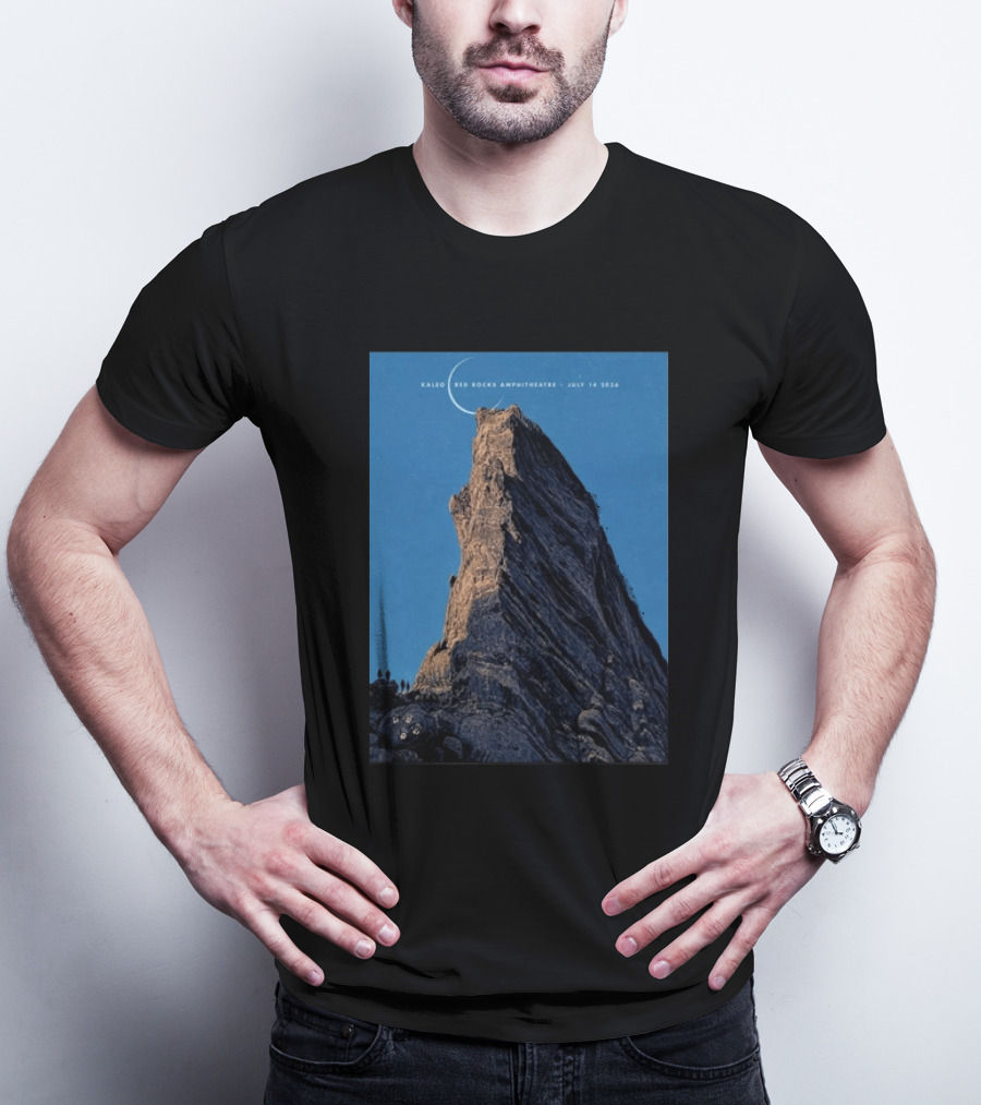 Kaleo Red Rocks Amphitheatre July 14 2026 Show Rocky Landscape Moonlit Scene T-Shirt