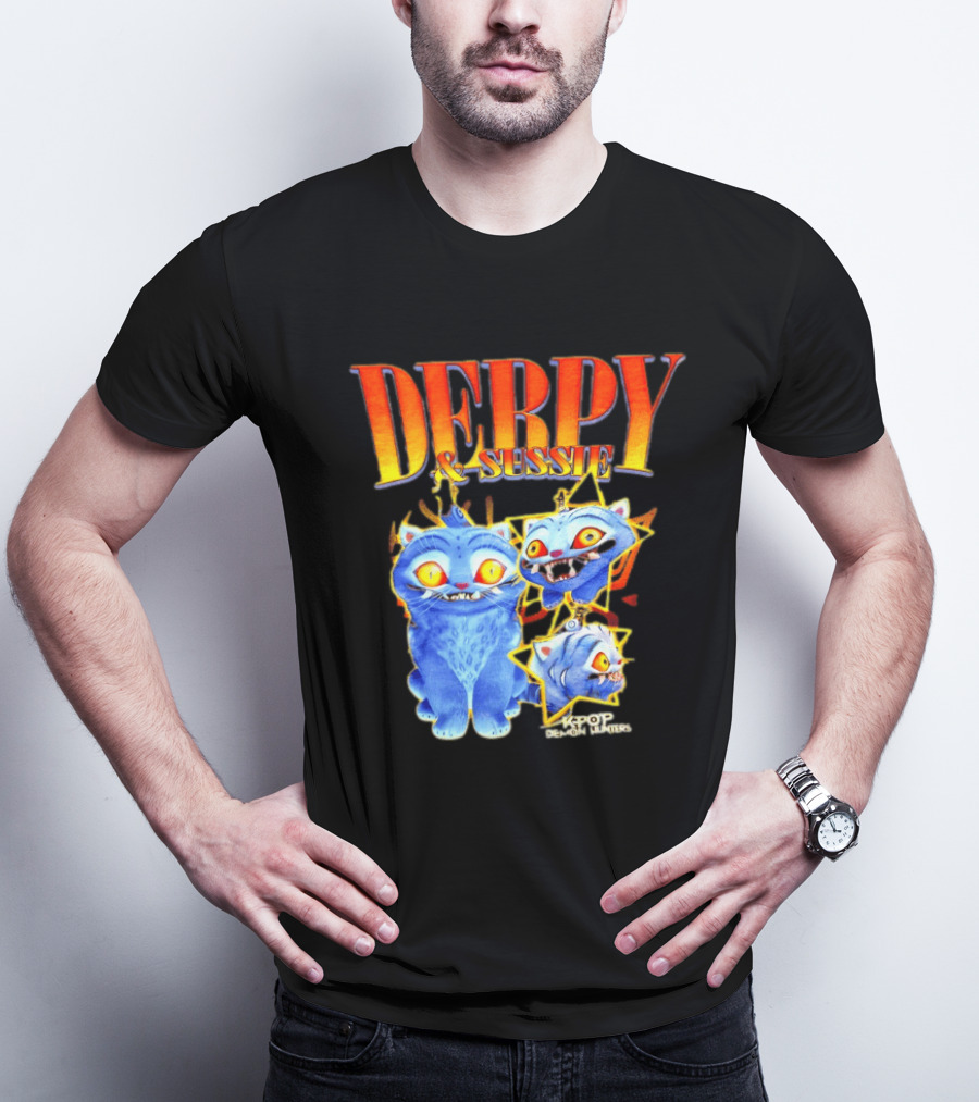 Derpy And Sussie KPop Demon Hunters 2026 Blue Cat Stars T-Shirt